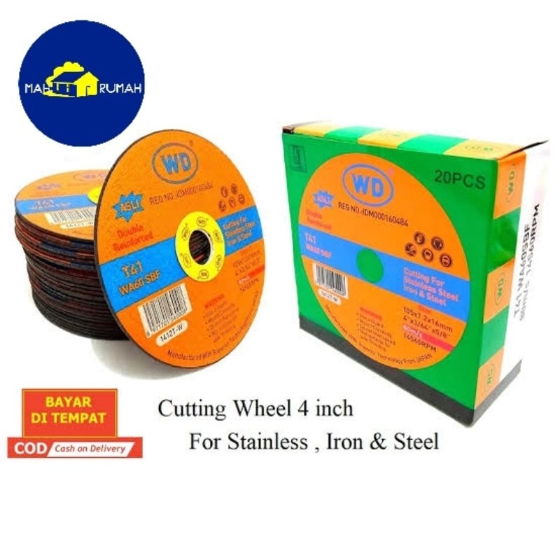 Jual (1PCS) BATU POTONG WD 4" x 1,2mm Mata Gerinda Gurinda Potong Besi ...
