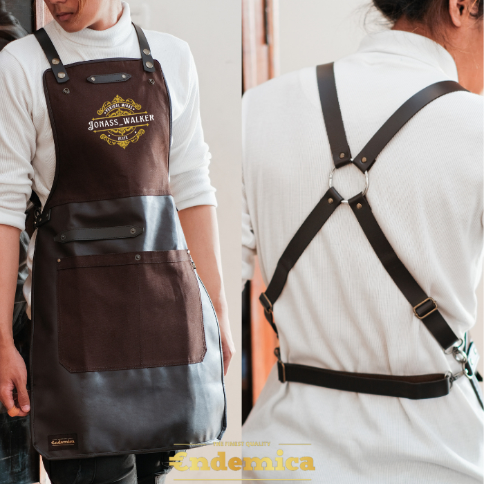 Jual apron barista celemek barbershop celemek koki masak kombinasi ...