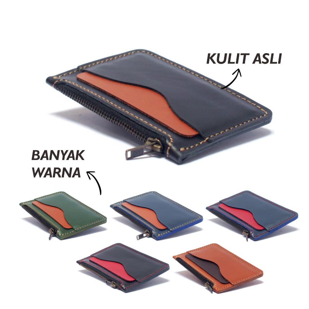 Jual Dompet Kartu Simpel Kulit Asli Zipper Resleting | Shopee Indonesia