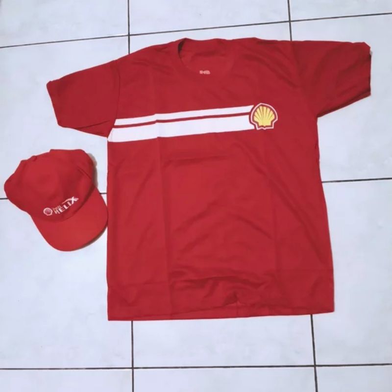 Jual Topi + Totebag + Baju Kaos Mekanik Merah Oli Shell Helix Synthetic ...