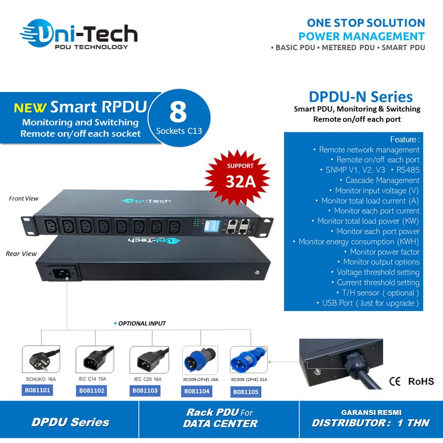 Jual Smart PDU (DPDU-N) Monitoring and Switching, Remote On Off Each ...
