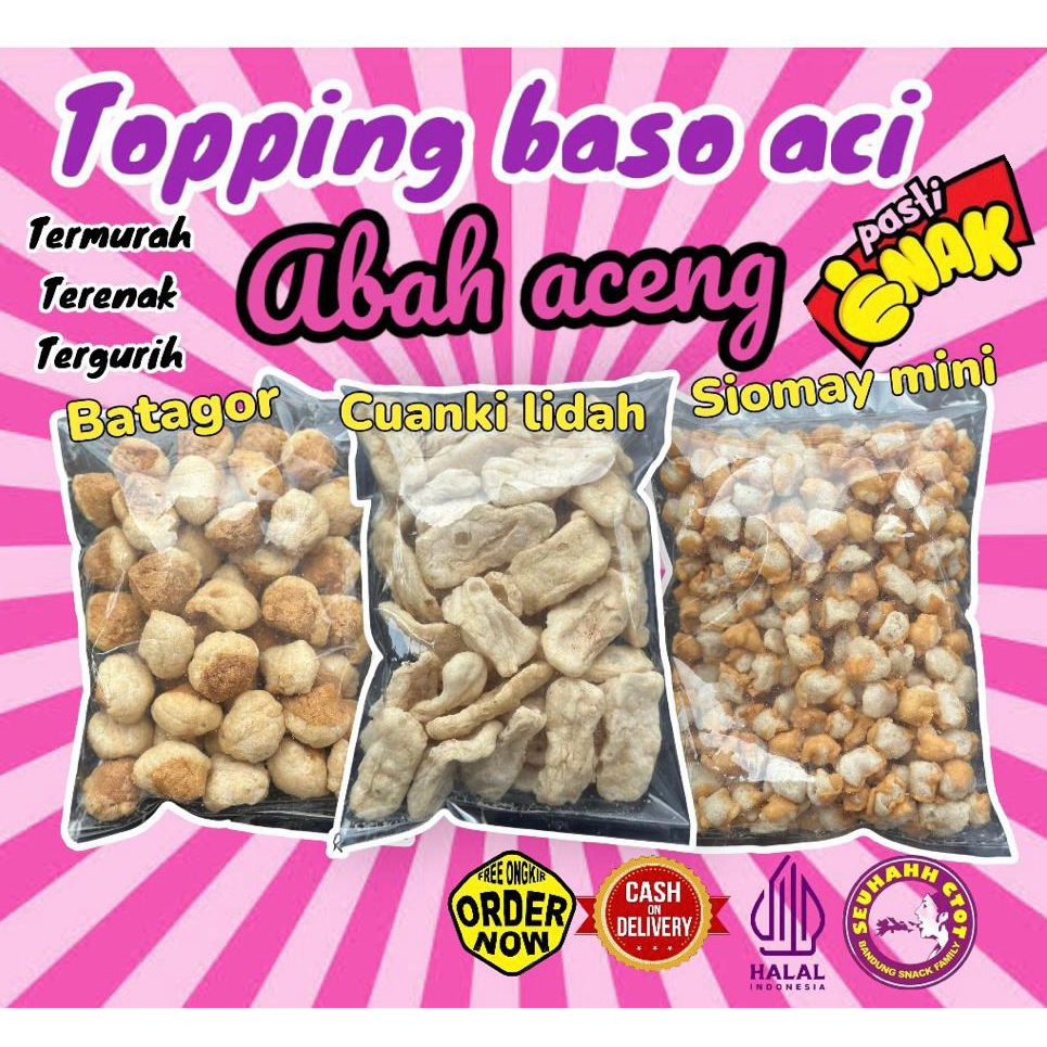 Jual Topping Baso Aci, 50 pcs Cuanki Lidah, 50 pcs Batagor Kering, 500 ...
