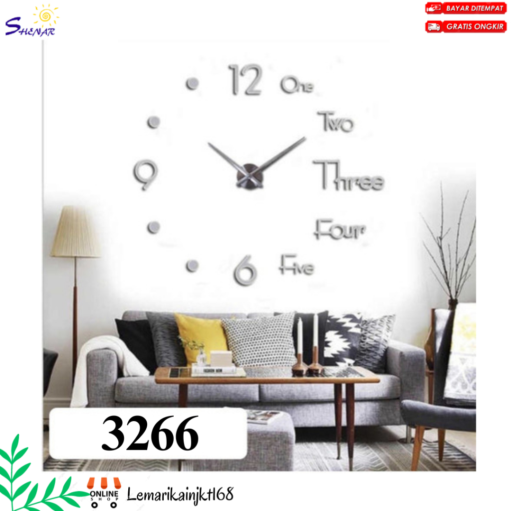 Jual SHENAR - JAM DINDING JUMBO DIAMETER 80 - 130 CM / JAM DEKOR KAMAR ...