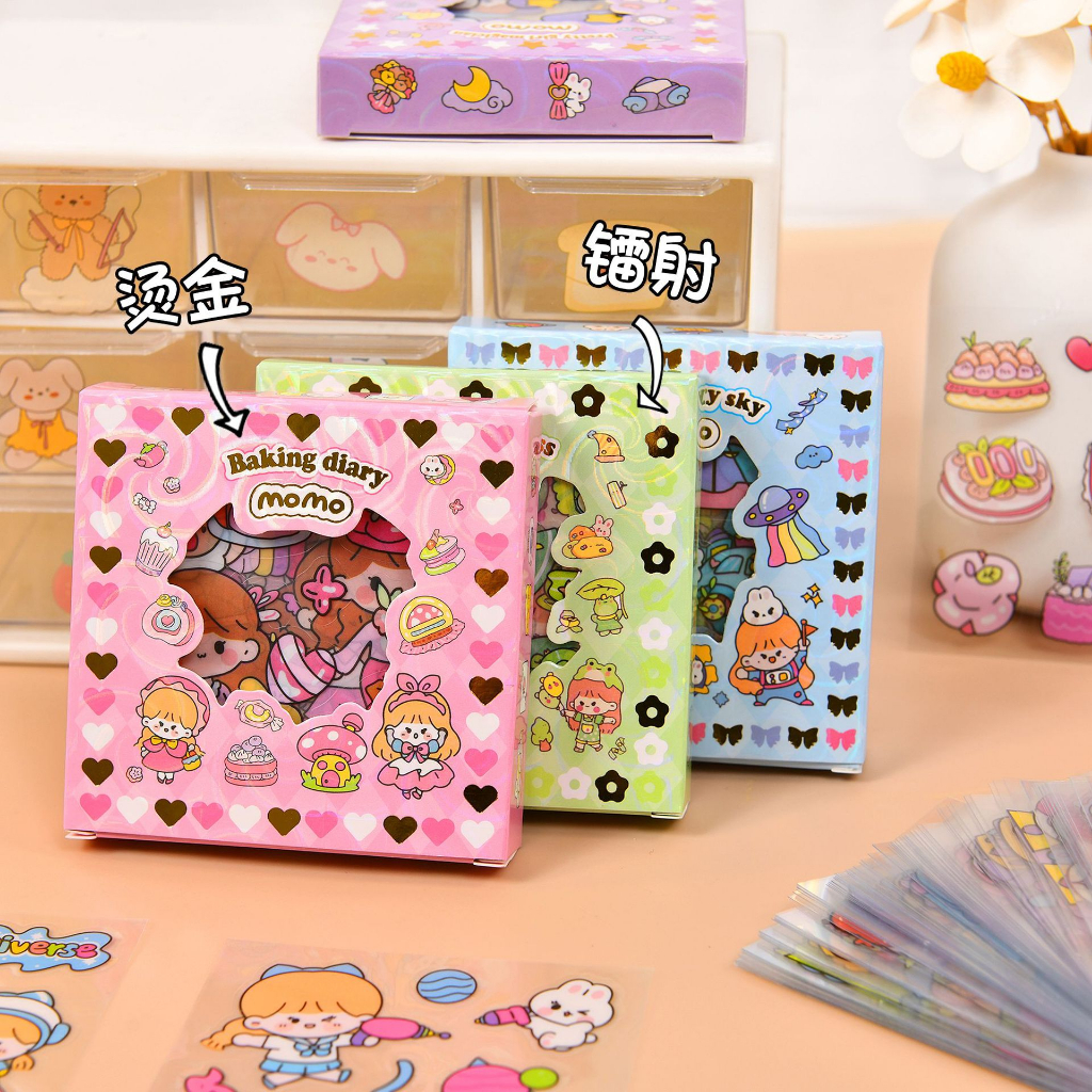 Jual Stiker 2D 100 Lembar Sticker Momo Mini Kartun Korea Lucu Anti Air ...