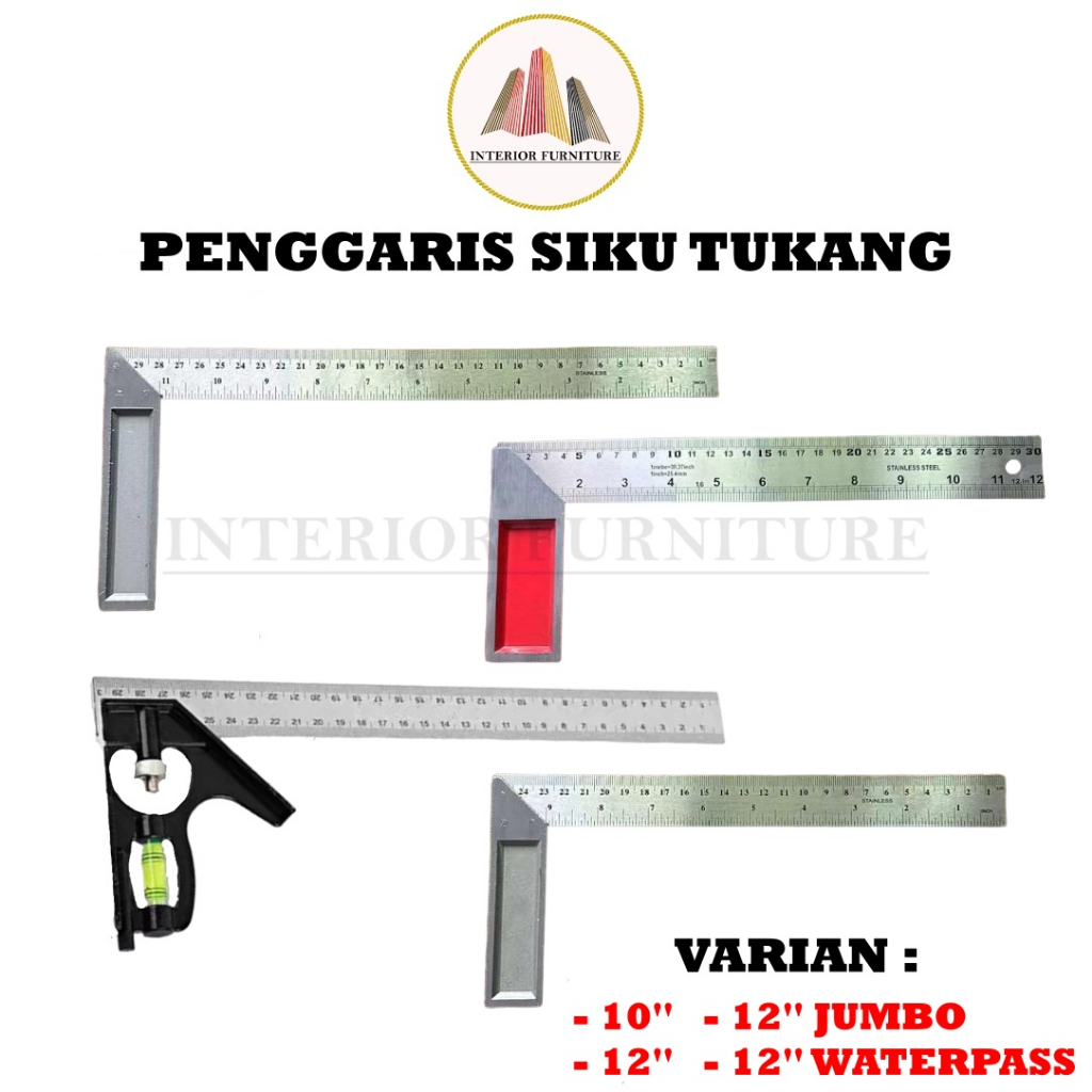 Jual Siku Penggaris L Tukang 30cm 25cm Jumbo Waterpass Square Ruler ...