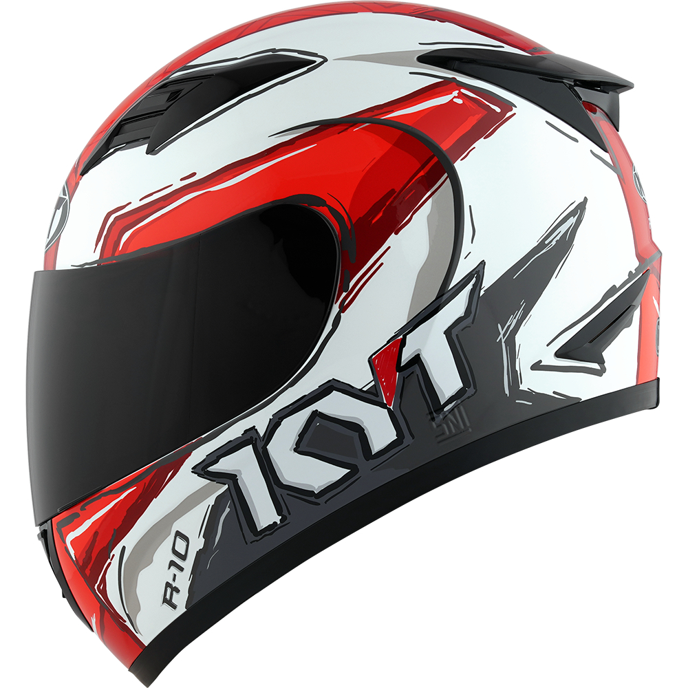 Jual HELM KYT R10 #6 (VISOR SMOKE) - WHITE/RED | Shopee Indonesia