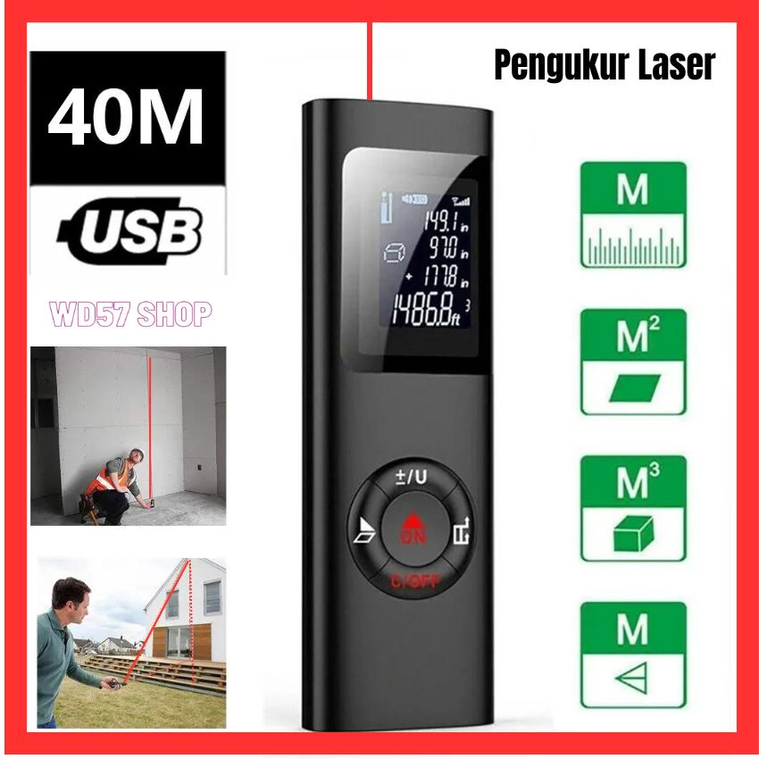 Jual Alat Ukur Meteran Laser Digital Pengukur Jarak 40 Meter Mini ...