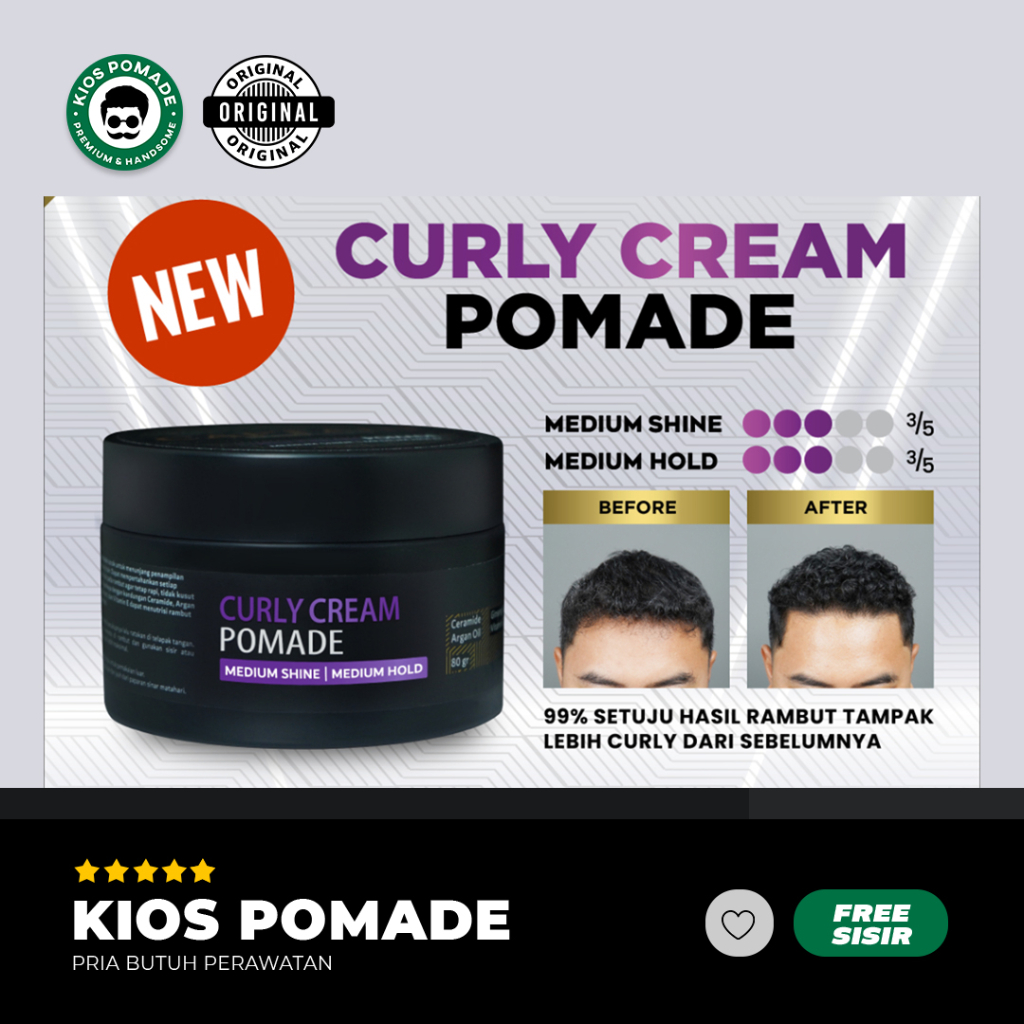 Jual Captain Pomade Curly Cream Medium Hold Medium Shine | Shopee Indonesia
