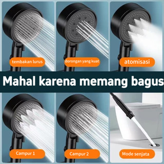 Jual Kepala Shower Mandi Hitam Premium 5 Mode Air Shower set Head Shower Handheld Shower Kamar ...