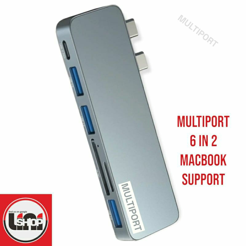 Jual Converter Type C hub USB C to Multiport 6 in 1 thunderbolt Macbook ...