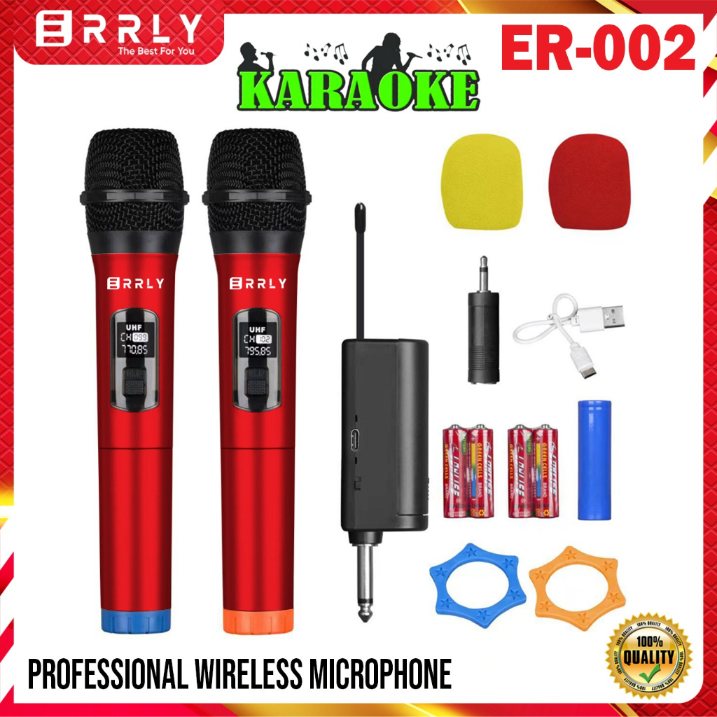 Jual Mic Karaoke Microphone Wireless Tanpa Kabel MIC2 MIC1 ERRLY ER001 Single ER002 Dual Digital ...