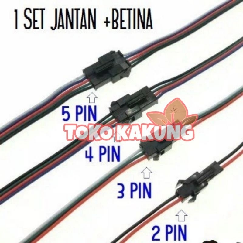 Jual Soket Penyambung Kabel 1 Set 2Pcs 2 Pin 3 Pin 4 Pin 5 Pin Konektor Connector Sambungan Skun ...
