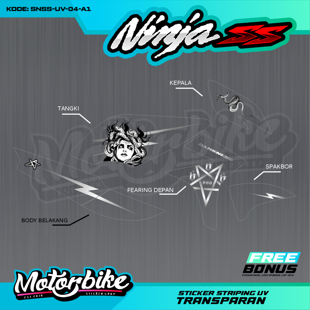 Jual STIKER BENING STRIPING MOTOR NINJA SS MOTIF MEDUSA VIRAL CUSTOM ...