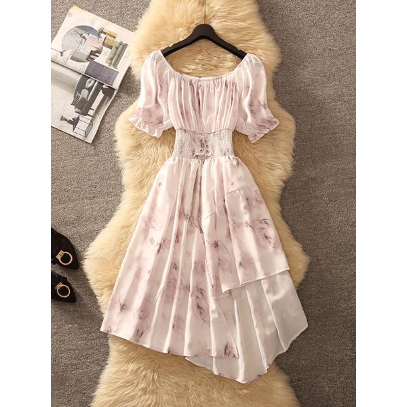 Jual Gaun Midi dress sifon vintage sabrina korean style summer 2365 ...