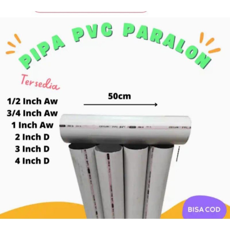 Jual Potongan Pipa Pralon Plaron PVC Saluran air ukuran 50 Cm semua ...
