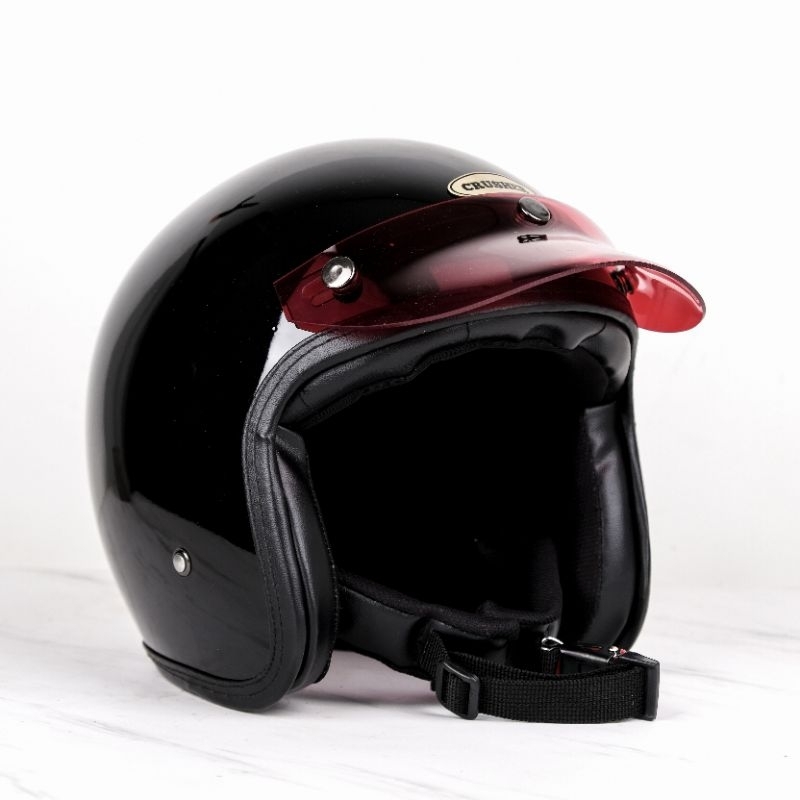 Jual Helm Custom Open Face Black Glossy Premium Quality custom by ...