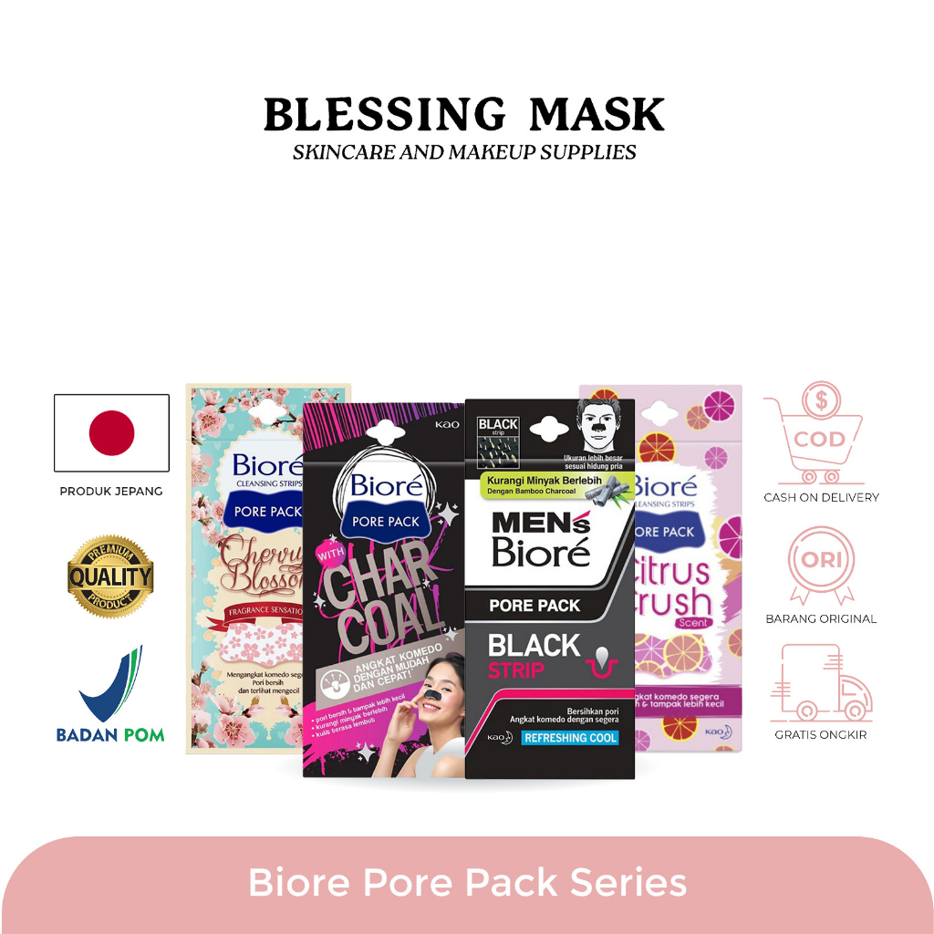 Jual BIORE Pore Pack Black Strip Mens | Cherry Blossom | Batik | Citrus ...