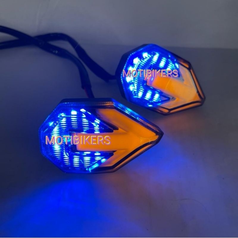 Jual Lampu Sein Tempel Running 2 Warna LED 039 Senja Sen Motor Universal 2 mode Model panah ...