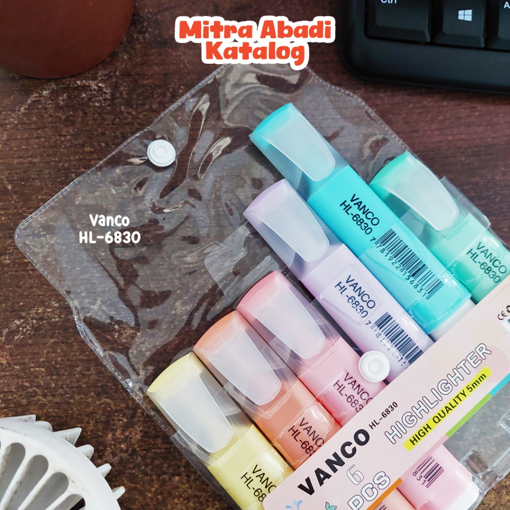 Jual (6 PCS) HIGHLIGHTER PASTEL SET VANCO HL-6830 HL-6610 HL-6860 ...