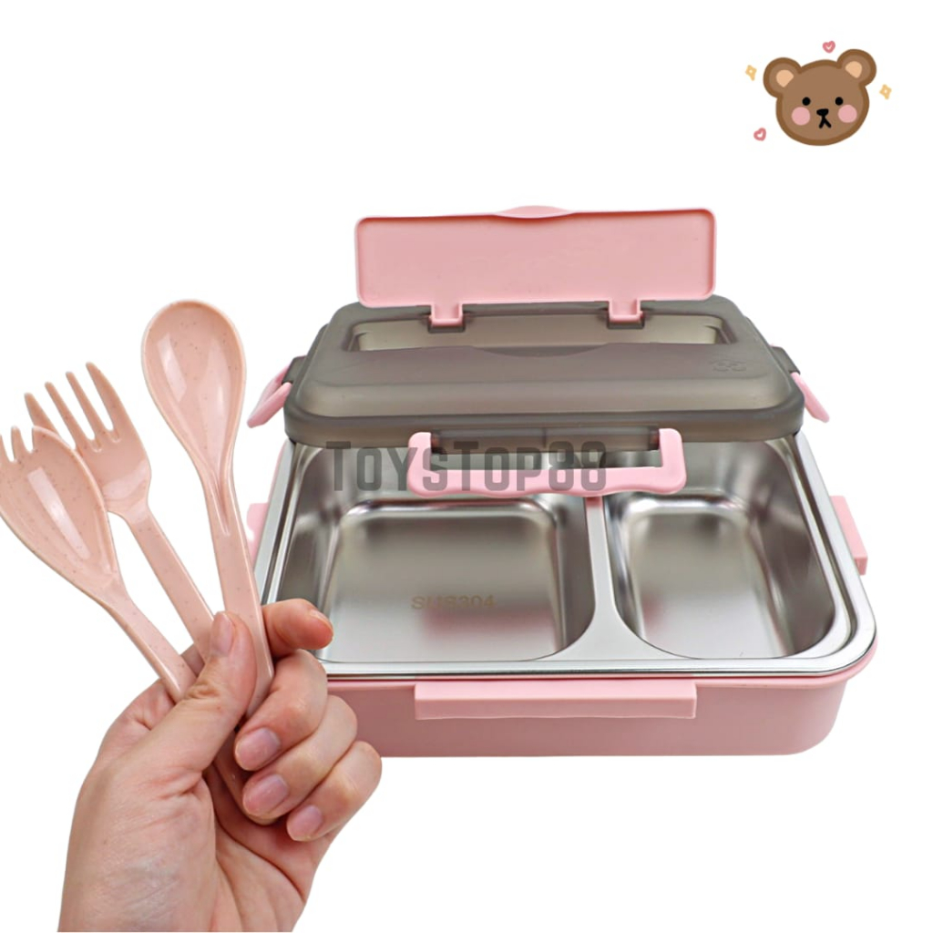 Jual Lunch Box Set - Kotak Makan Stainless Steel 2 dan 3 Sekat - Tempat Bekal Tahan Suhu Anti ...