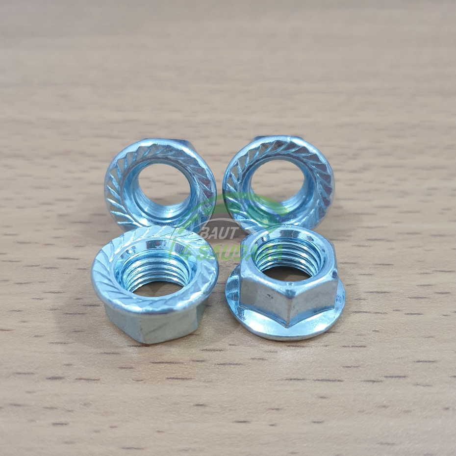 Jual Mur Flange M10 / Flange Nut M10 Putih Kunci 14 | Shopee Indonesia