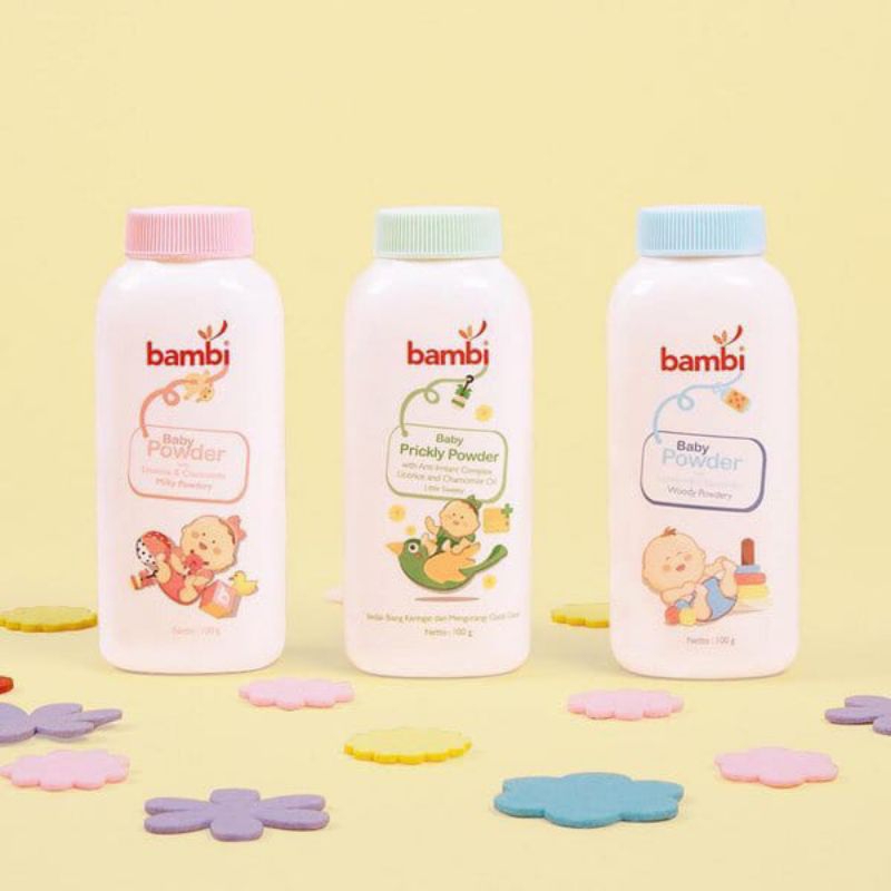 Jual Bambi Baby Powder Milky Powdery Woody Powdery 100gr/250gr - Bambi ...