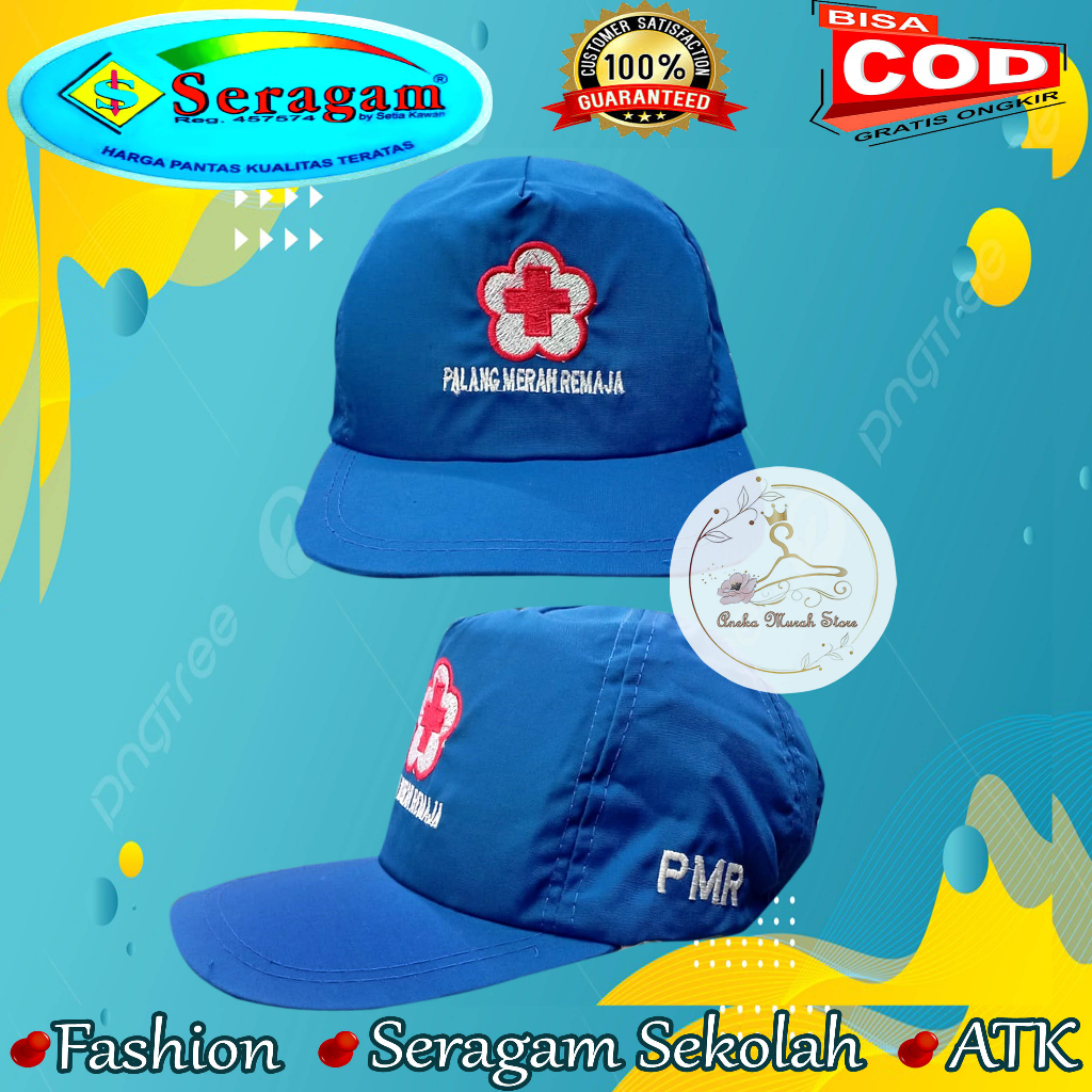 Jual Topi PMR Biru Navy Bordir Bahan Famatex | Shopee Indonesia