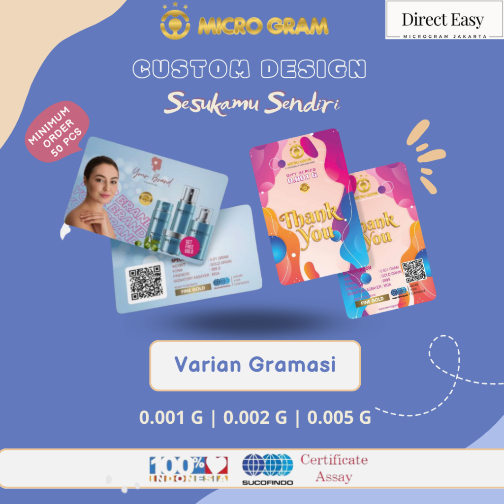 Jual EMAS MINI CUSTOM DESAIN MICROGRAM 24 KARAT 0.001 / 0.002 / 0.005 ...