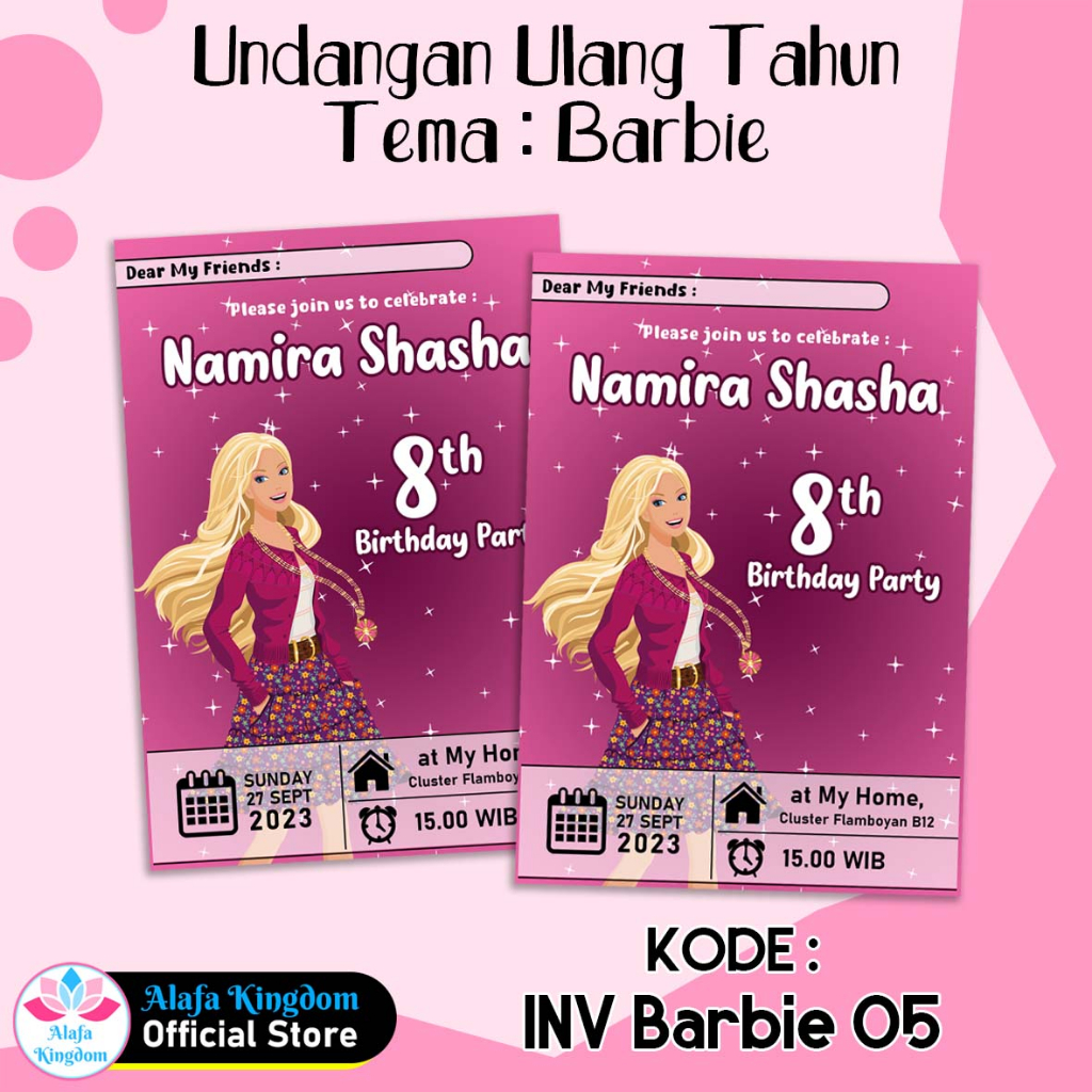 Jual alafakingdom - Undangan Ulang Tahun Ultah Anak Custom Barbie ...