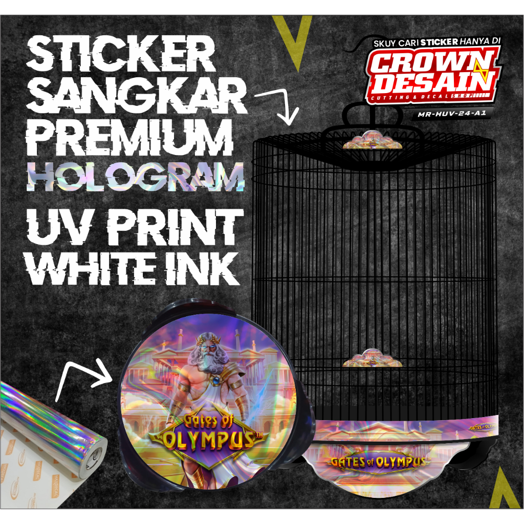 Jual Stiker Sangkar Murai Hologram UV Variasi Desain Zeus - Stiker ...