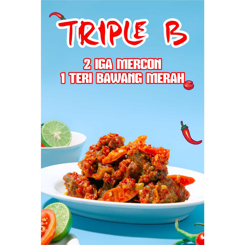 Jual TRIPLE B (2 Iga Mercon + 1 Teri Bawang Merah) | Shopee Indonesia