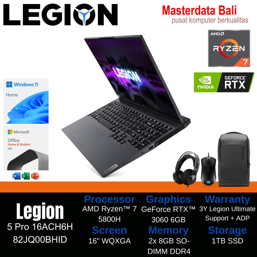 Jual Laptop Lenovo Legion 5 Pro 16ACH6H AMD Ryzen 7 RTX 3060 16 WQXGA ...