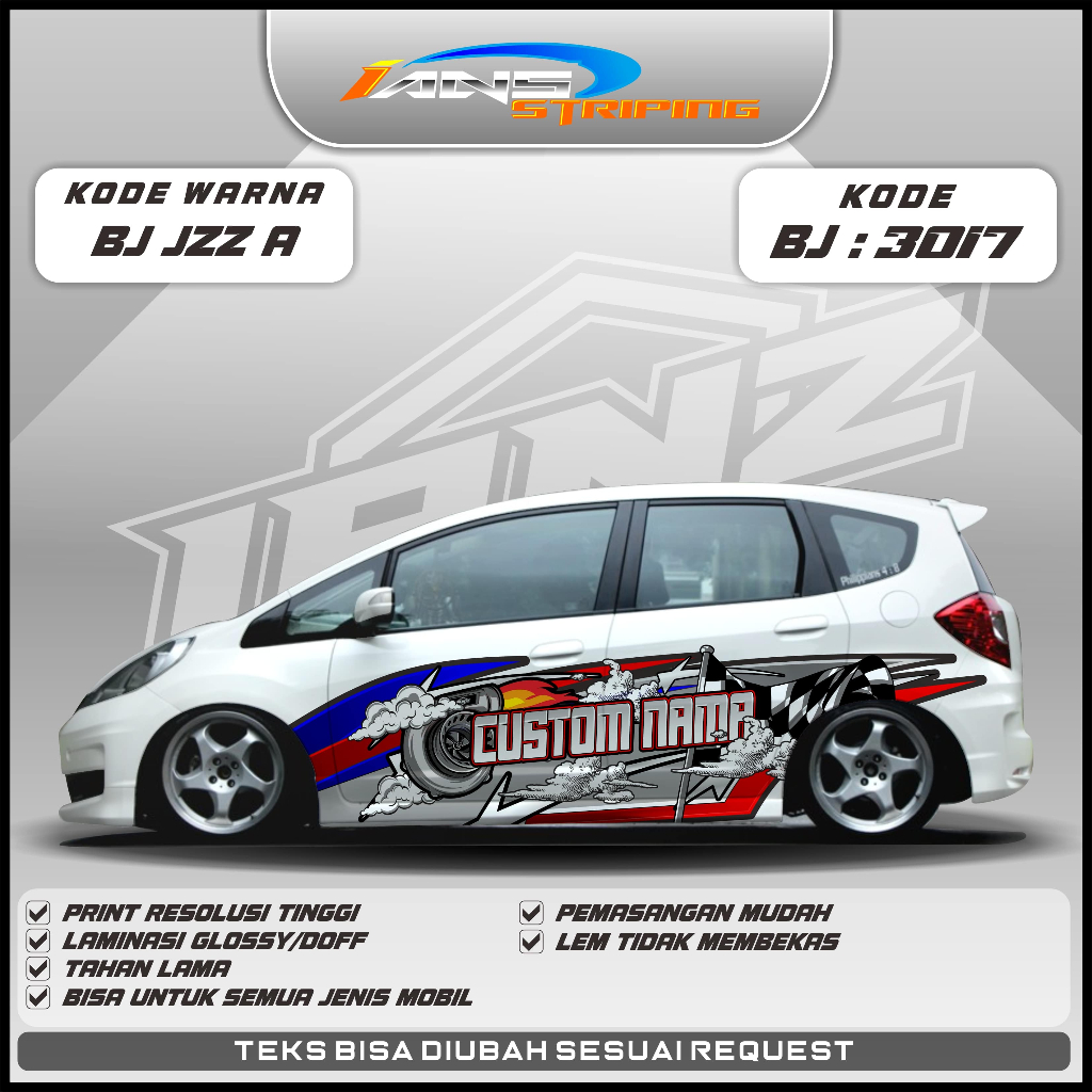 Jual BJ 3017 DECAL MOBIL STICKER VARIASI BISA CUSTOM NAMA- STICKER ...