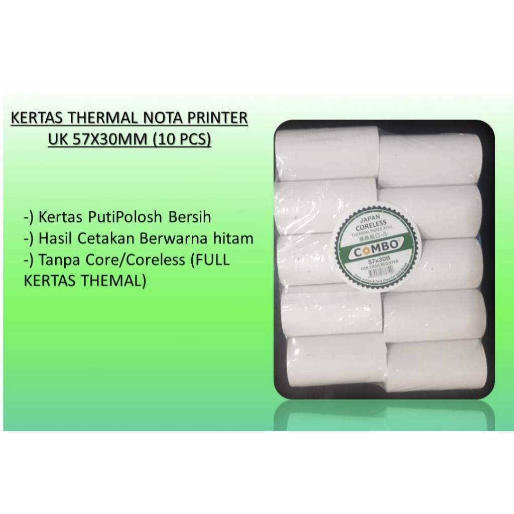 Jual KERTAS THERMAL NOTA PRINTER UK 57X30MM (10 PCS) | Shopee Indonesia