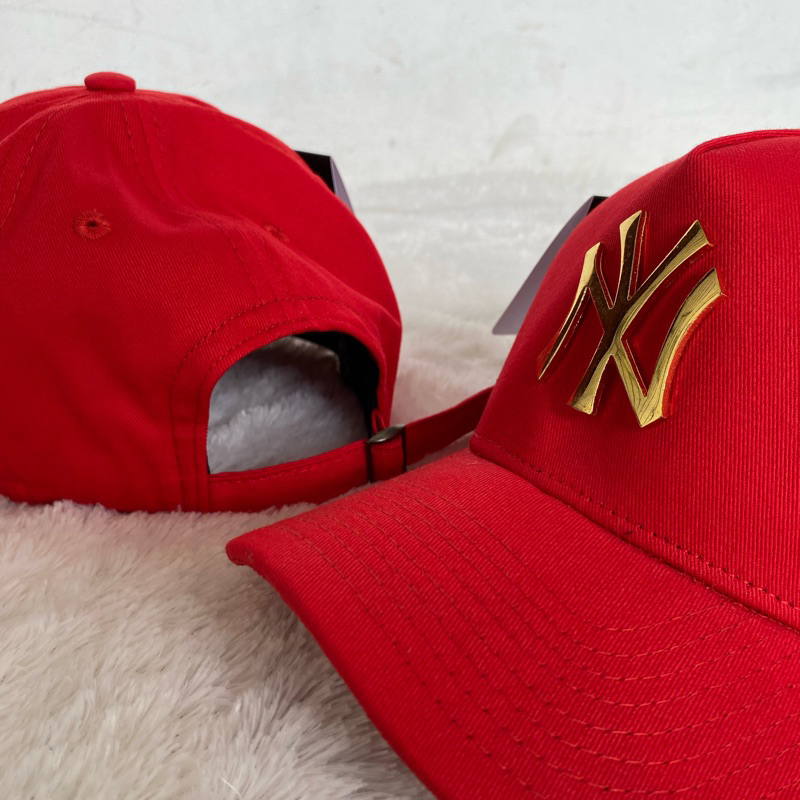 Jual TOPI NY MERAH LOGO GOLD BESI ORIGINAL PREMIUM | Shopee Indonesia