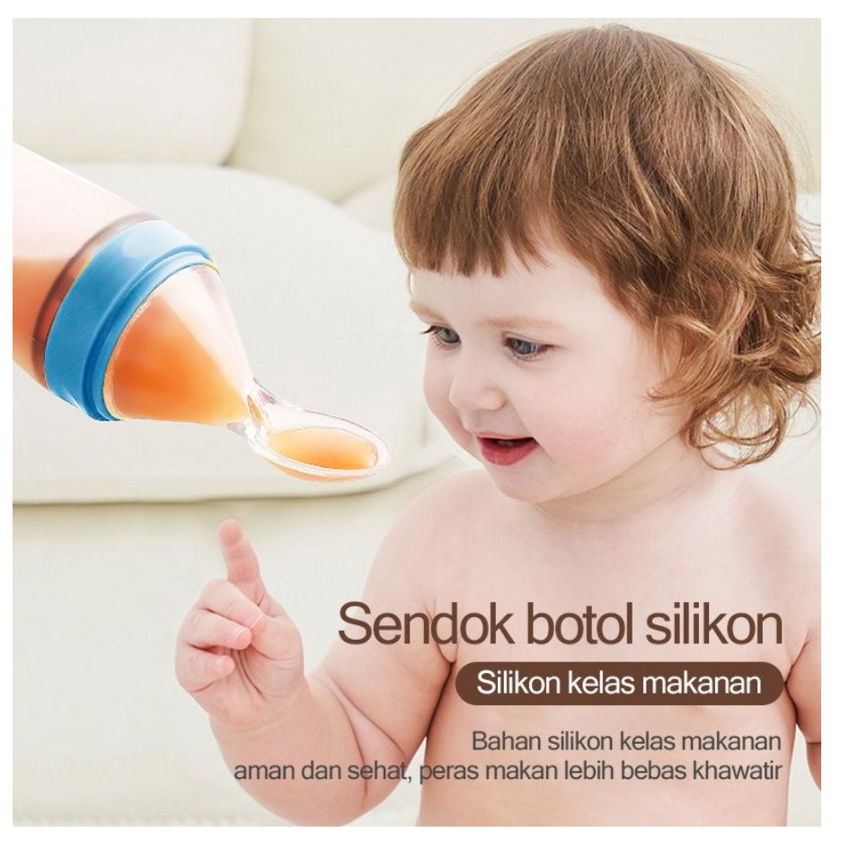 Jual Botol Sendok Makan Bayi MPASI Baby Feeder BPA Free Botol Bayi Silikon Anti Tumpah | Shopee ...
