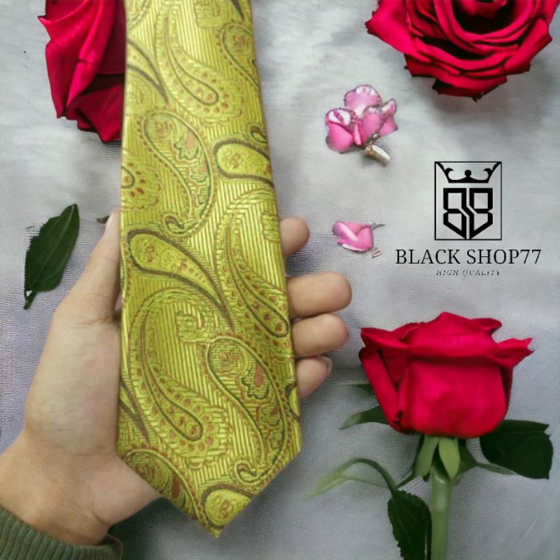 Jual Dasi Pria Dasi Panjang Dasi Motif Batik Kuning Gold 3 Inchi 8 Cm ...