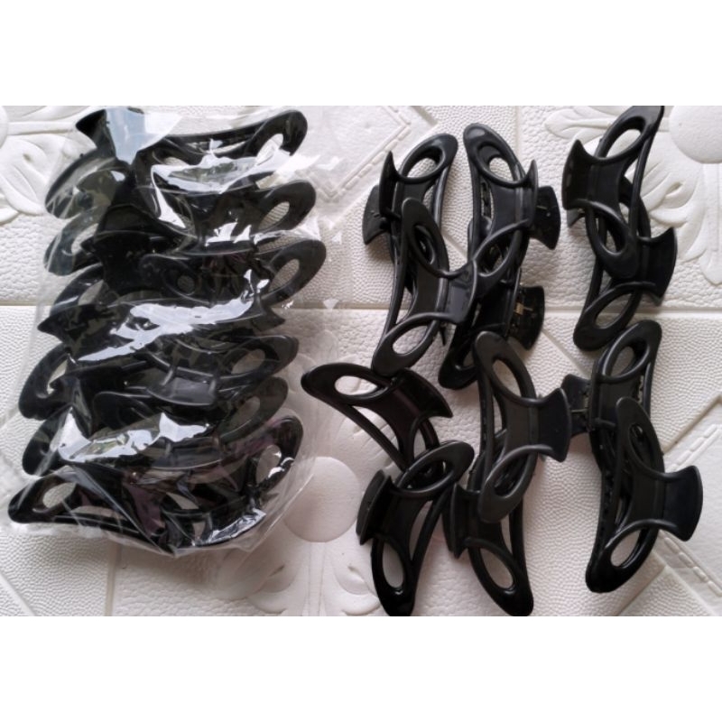 Jual Jepit rambut salon/Kep salon T bolong tengah hitam kecil isi 12 ...