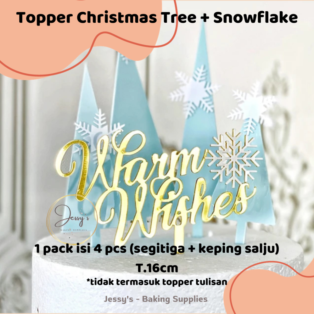 Jual Topper Akrilik Frozen Merry Christmas Christmas Tree Snowflake ...