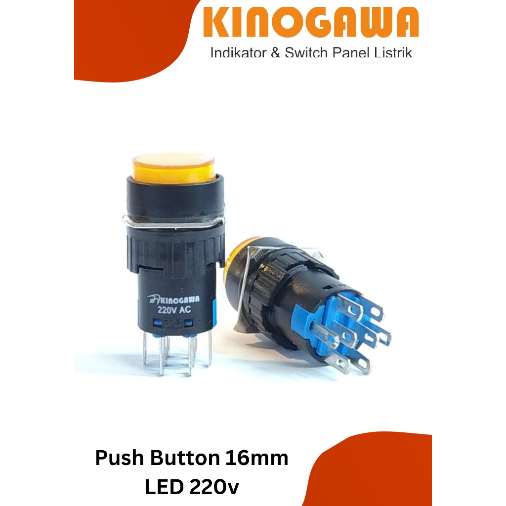 Jual Push Button lampu 16mm 220VAC Bulat Kuning - Tombol Lampu Kuning ...