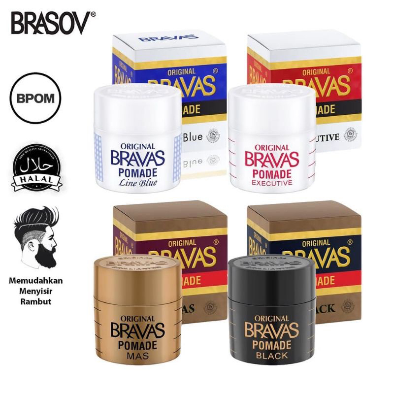 Jual BRAVAS POMADE BRILLIANTINE MINYAK RAMBUT ORIGINAL 80G | Shopee ...
