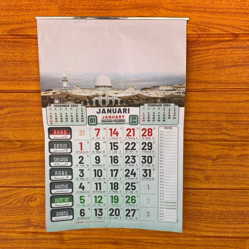Jual kalender kerja Arab hijriah 2024 bergambar mesjid | Shopee Indonesia