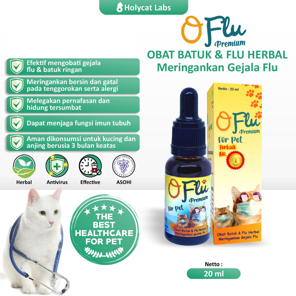 Jual Obat Batuk Herbal OFLU Premium Obat Flu Pilek Tetes untuk Kucing ...