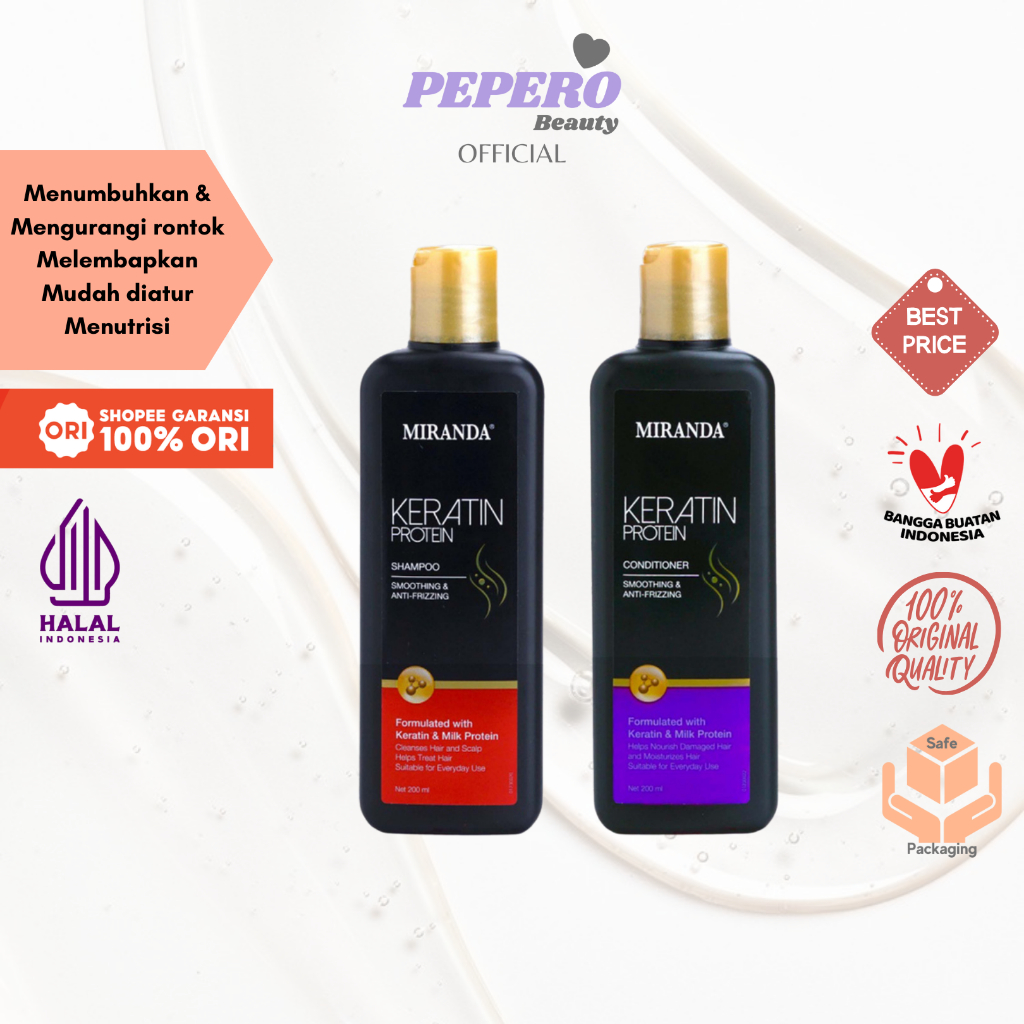 Jual MIRANDA Keratin Protein Hair Shampoo | Conditioner 200ml (New ...