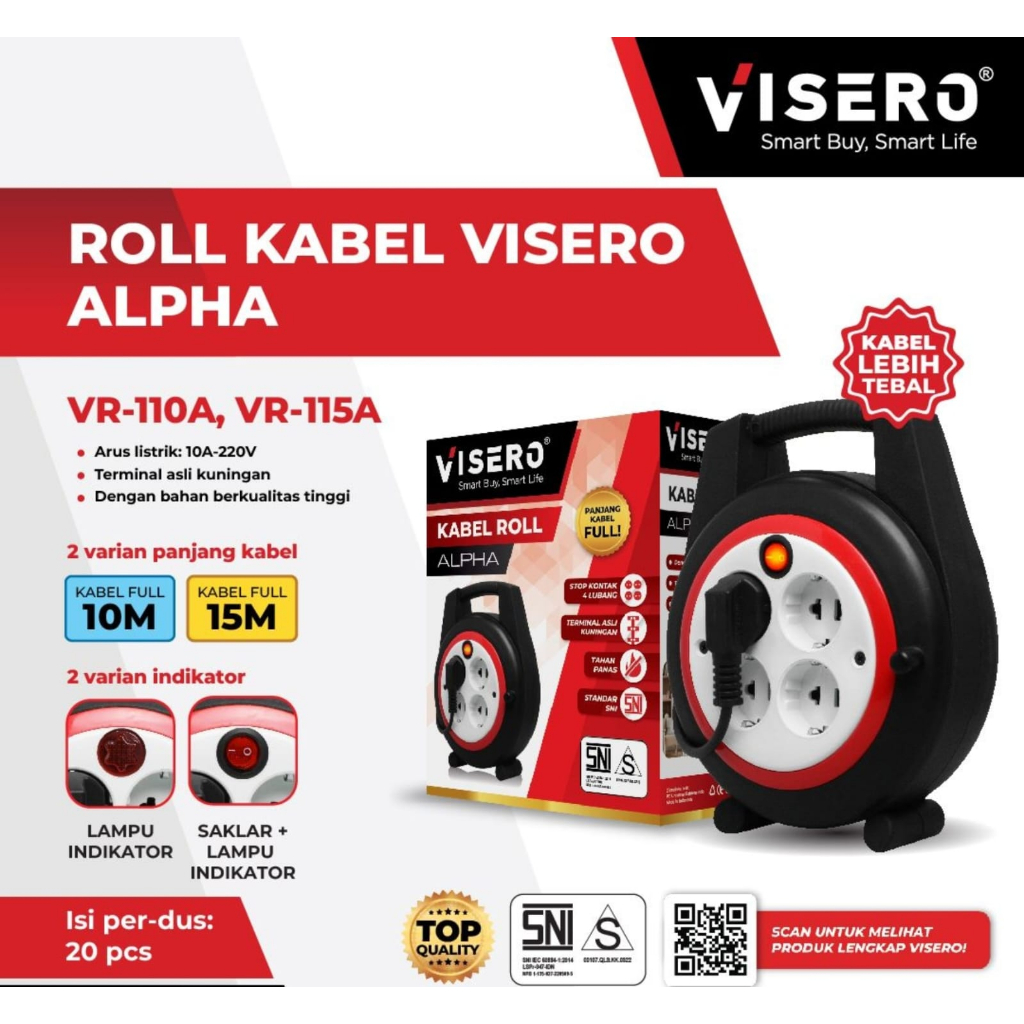 Jual Kabel Roll Visero ALPHA VR-110A / Roll Kabel Visero VR110A 10M + Switch | Shopee Indonesia