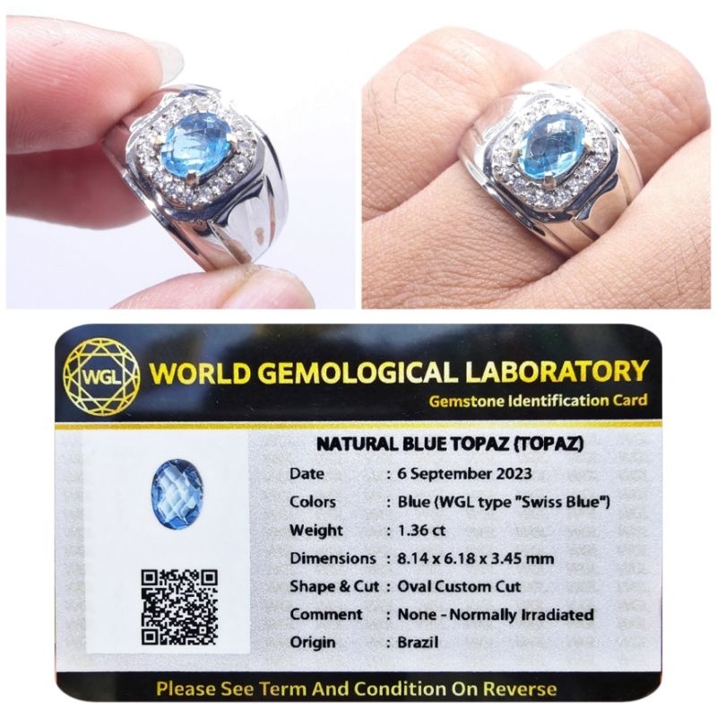 Jual Cincin Batu Natural Blue Topaz Plus Memo Lab | Shopee Indonesia