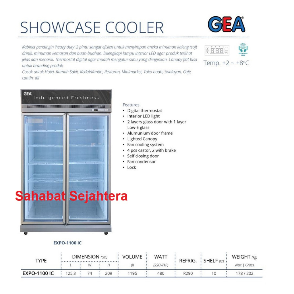 Jual GEA Display Cooler EXPO-1100 IC Kulkas Showcase 2 Pintu | Shopee ...