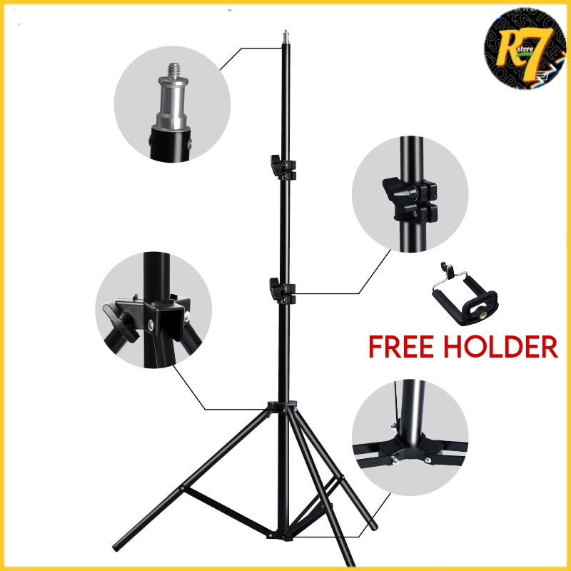 Jual Tripod 2,1 Meter Stand Handphone Ring Light Stabilizer Universal ...