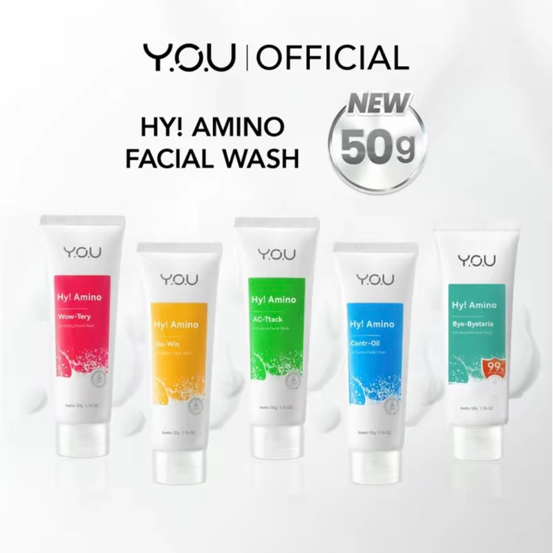 Jual [TRAVEL SIZE 50g] YOU Hy! Amino Facial Wash 50g | Acne , Oil Control , Brightening ...