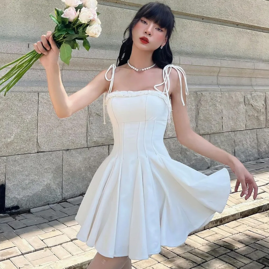 Jual Self Tie Corset Dress / Pakaian Baju Wanita Dress Wanita Dress Mini Pendek Sleeveless Tanpa ...